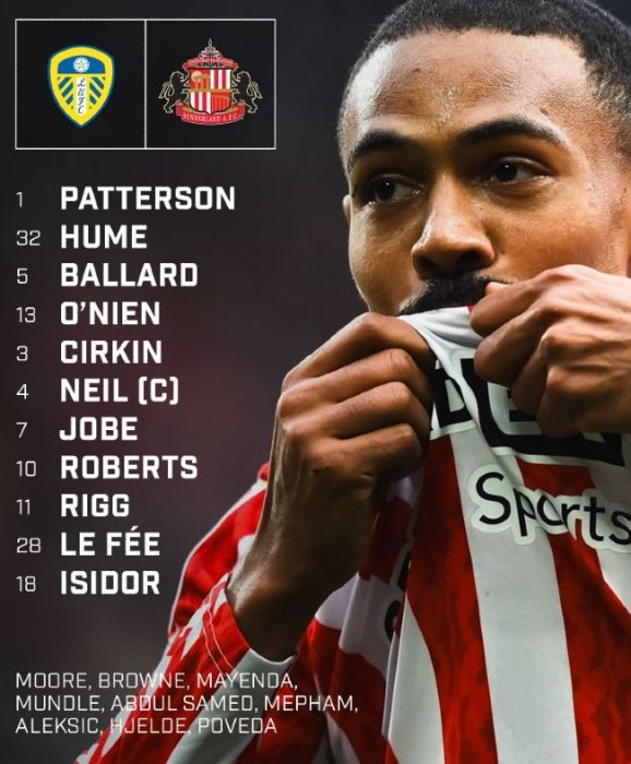 LEE 2-1 SUN | Leeds United vs Sunderland AFC Lineups & Timeline ...