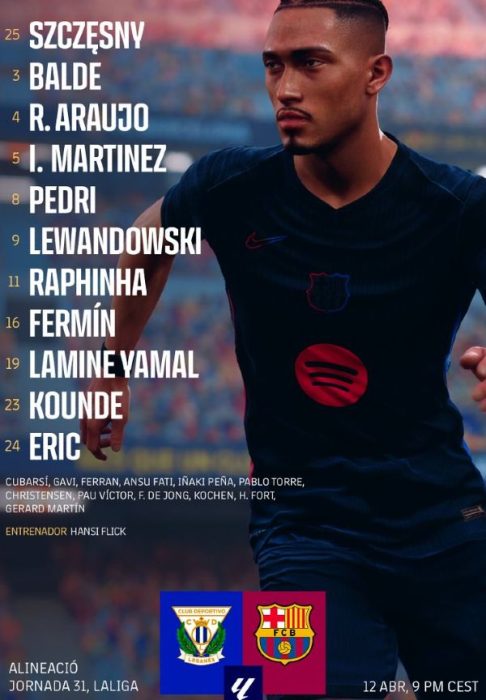 CD Leganes vs FC Barcelona 2025 April Lineups Timeline Stats | LEG 0-1 ...